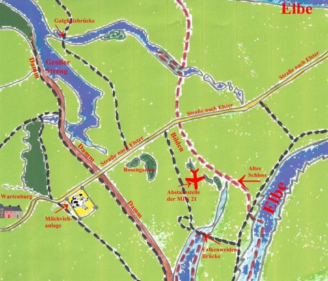 …über ein rauchendes Flugzeug und schnaubende Dorfbewohner ...